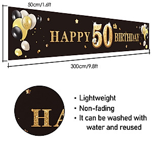 PAKBOOM Happy 50th Birthday Backdrop Black Photo Background Banner Cheers to 50 Years Old Decorations Party Supplies