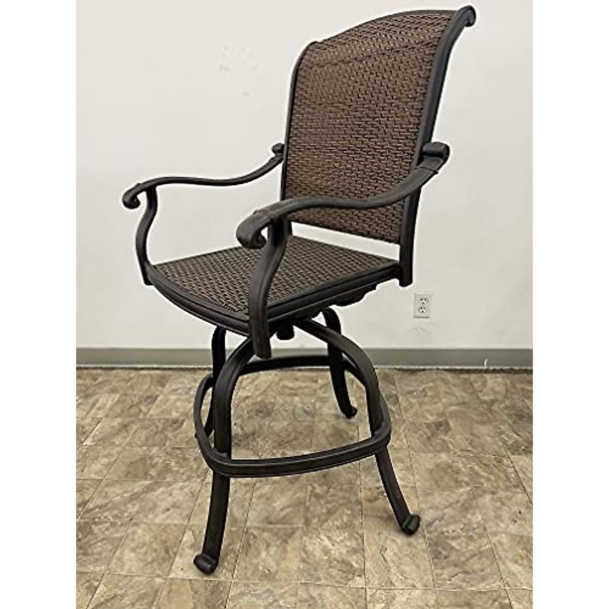 PatioLand Santa Clara Outdoor Patio Swivel Barstools 30" H Dark Bronze Cast Aluminum Set of 4