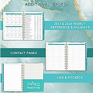 Planner 2023-2024 - July 2023-June 2024, 2023-2024 Academic Weekly & Monthly Planner with Tabs, 6.4" x 8.5", Hardcover with Back Pocket + Thick Paper + Twin-Wire Binding - Green