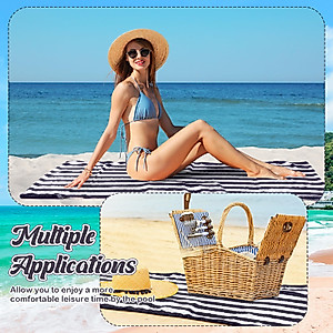 SmoothNovelty 6 Pcs Pool Chair Covers 30 x 85 Inch Large Lounge Chair Cushion Covers with Top and Side Pocket Stripe Beach Chair Towels for Summer Outdoor Indoor Pool Beach Patio Furniture(Gray)