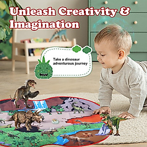 Grrrr-Dino Collapsible Toy Storage Box Chest with Lid and Playmat,Transforming Toy Box Foldable Dinosaur Floor Interactive Playmat for Toddlers Ages 3+