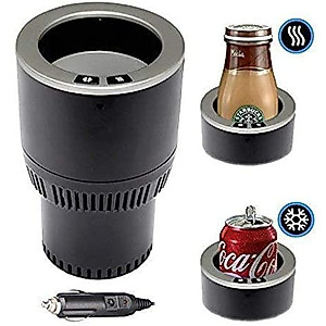BFYCHYC Premium 2-in-1 Car Cup Warmer Cooler Smart Car Cup Mug Holder | Perfect Car Tumbler Holder for Commuter / Road Tripper Present (Black and Silver), HEB-01