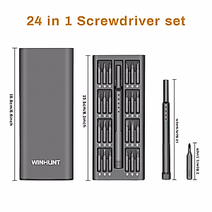 WINHUNT 24 in 1 Premium Precision Screwdriver Set, Mini Screwdriver Set Magnetic, Eyeglass Repair Kit with Phillips Head, Small Screwdriver for Electronics, PC,Watch