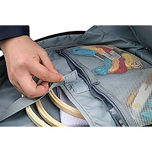 MIOKY Embroidery Bag for Cross Stitch Project, Embroidery Supplies Organizer Storage Portable Carrying Case Travel Tote for Embroidery Hoops,Floss,Cross Stitch Tools,Grey [Bag Only]