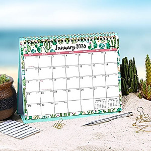 Desk Calendar 2023-2024 - Standing Flip 2023-2024 Desktop Calendar with Thick Paper, Jan 2023 - Jun 2024, 10" x 8.3",Memo Pages, Stand up Desk Calendar with Strong Twin-Wire Binding & Blank Blocks
