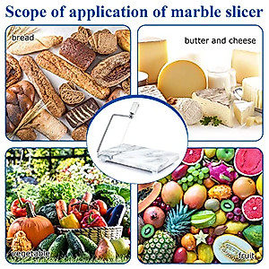 Marble Cheese Slicer 5 x 8 Inch Cheese Cutter and 4 Pcs Cheese Knife with Handle Cheese Heavy Cutter Set for Kitchen Charcuterie Cutting Cheeses, Butter, Meats, Other Appetizers, White