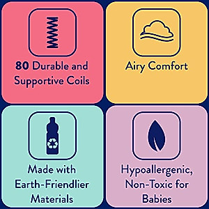 Kolcraft BabyPedic Bubbie Extra Firm Coil Waterproof Baby Crib Mattress and Toddler Mattress, Airy Comfort, Greenguard Air Quality Certified - Made in USA, 52"x28"