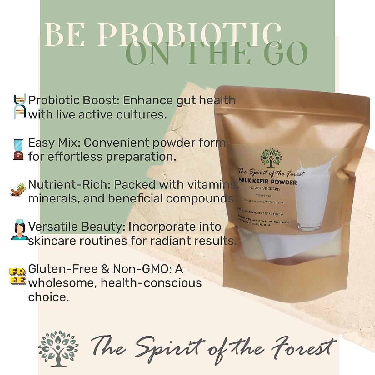 Milk Kefir Powder Ready To Use No Maintenance - Live Active Probiotic Cultures - Non GMO Gluten Free - Health Starter - Leche de Bulgaros en Polvo (Large Pack 10 Oz)