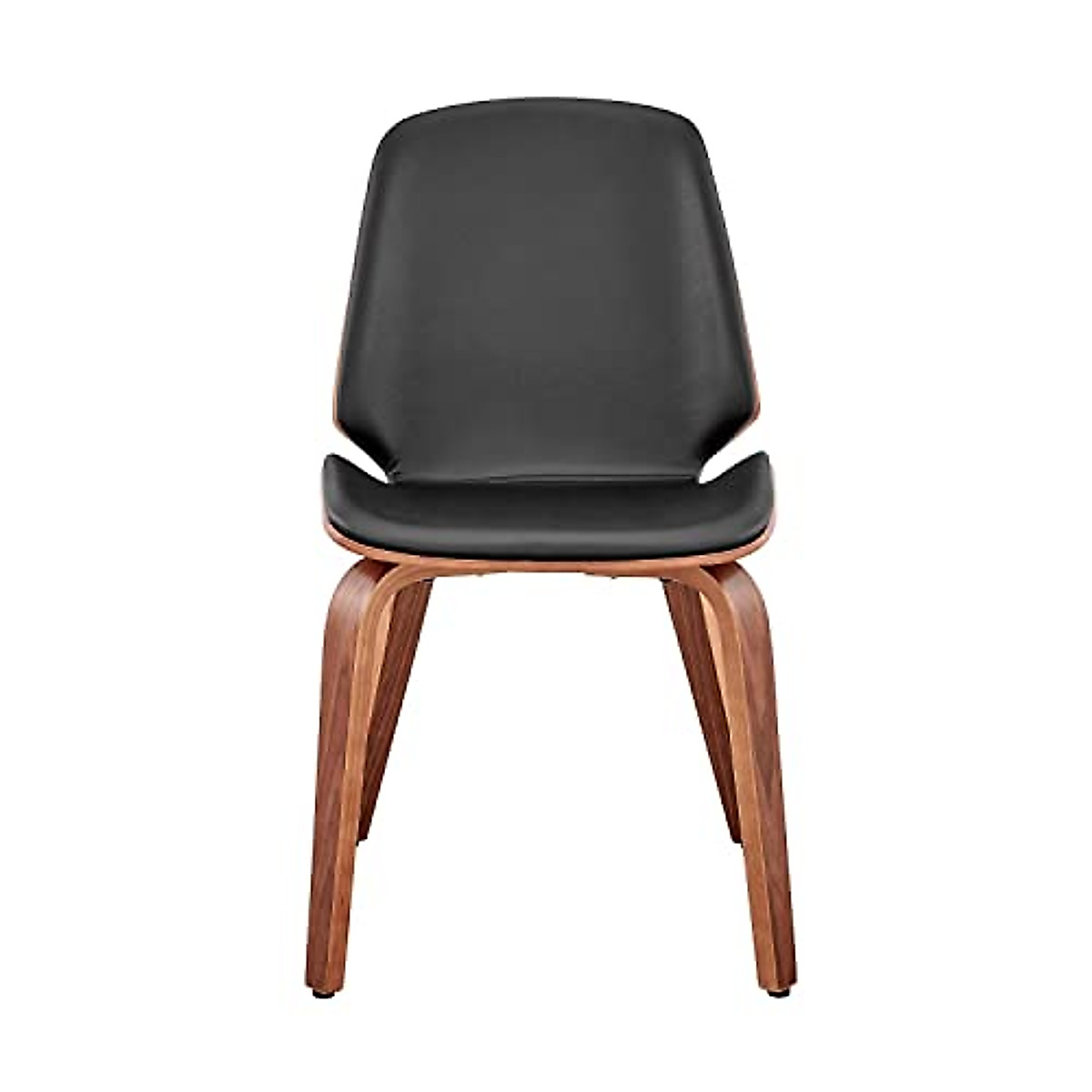 Armen Living Brinley Faux Leather Wood Dining Room Accent Chair, Black/Walnut