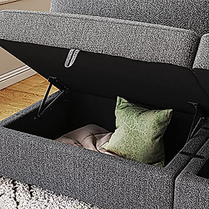 HONBAY 149'' Modular Sectional Sofa U Shaped Modular Couch with Storage Seats 7 Pieces Modular Sofa Deep Seat Modular Sectional Couch with Wide Chaise, Light Grey