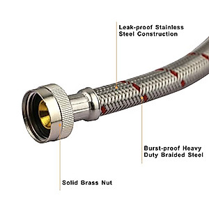 Premium Stainless Steel Washing Machine Hoses - 4 Ft Burst Proof (2 Pack) Red and Blue Striped Water Connection Inlet Supply Lines for Washer, Washer Hoses from Wellup