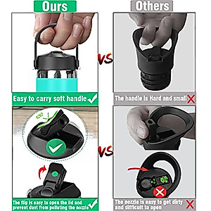 POYAKU Straw Lid Compatible with Hydro Flask Standard Mouth Water Bottle and Simple Modern Ascent Water Bottle (Black-Black)