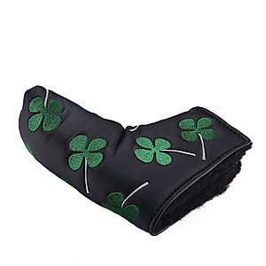 Golf Putter Headcover Lucky Clover Blade Leather Cute Husky Animal Replacement Covers Black