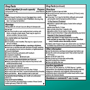 Amazon Basic Care Lansoprazole Delayed Release Capsules, 15 mg, Proton Pump Inhibitor, Treats Frequent Heartburn, 24 Hour Heartburn Medicine, 42 Count