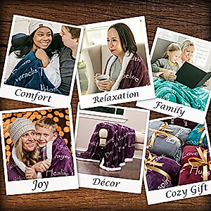 Chanasya Healing Warm Hugs Gift Throw Blanket - Sympathy Gift Breast Cancer Chemo Survivor Get Well Caring Gifts - Comfort Purple Gift Blanket for Love Support Women Friend - Aubergine