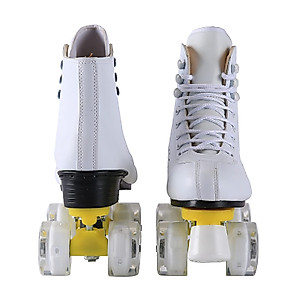 Ugboiu Roller Skates for Women and Men, Derby Roller Skates with 4 Shiny Wheel, Classic Double-Row Roller Skates for Indoor and Outdoor