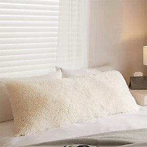 Urban Lifestyle Long Hair Faux Fur Body Pillow, 20"x48", Ivory