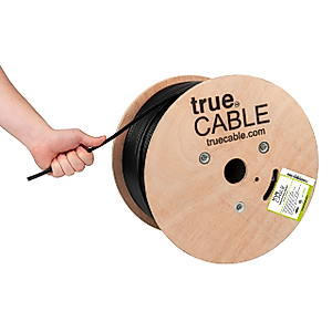 trueCABLE Cat6A Direct Burial, 1000ft, Waterproof, Outdoor Rated CMX, Black, 23AWG Solid Bare Copper, 750MHz, PoE++ (4PPoE), ETL Listed, Unshielded UTP, Bulk Ethernet Cable