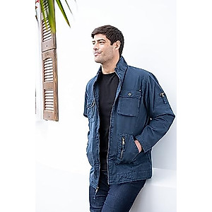 Gioberti Men's 100% Cotton Casual Outerwear Twill Multi Pocket Cargo Shirt Jacket, Olive, L