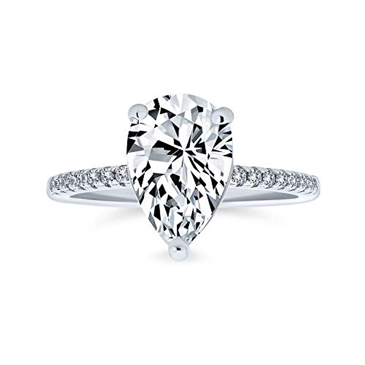Pear Shape 2.5CT Teardrop Pear Shape Solitaire AAA CZ Engagement Ring For Women 1MM Band Cubic Zirconia .925 Sterling Silver
