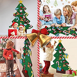 DIY Felt Christmas Tree Set, Felt Christmas Tree for Toddlers Kids with Led String Light, 3.2ft Wall Hanging DIY Christmas Tree with Detachable Ornaments Home (A-with Light)