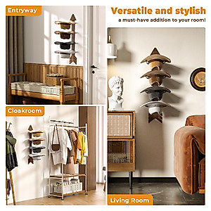 HYDERMUS Cowboy Hat Holder Rustic Wood Arrow Design Hat Organizer 4 Pieces Cowboy Hat Rack Western Decor Hat Storage Hat Hanger for Storage and Organization Walnut