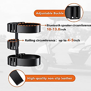 WALI Portable Speaker Mount for Outdoor Golf Cart Railing, Bike or Boat, Adjustable Strap Fits Most Bluetooth Wireless Speakers Attachment Accessory Holder (SSH001-B), Black
