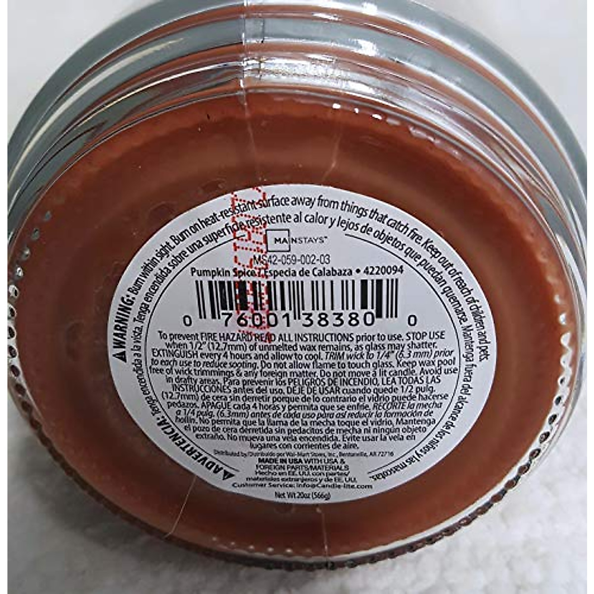 Mainstays Pumpkin Spice 20 OZ candle