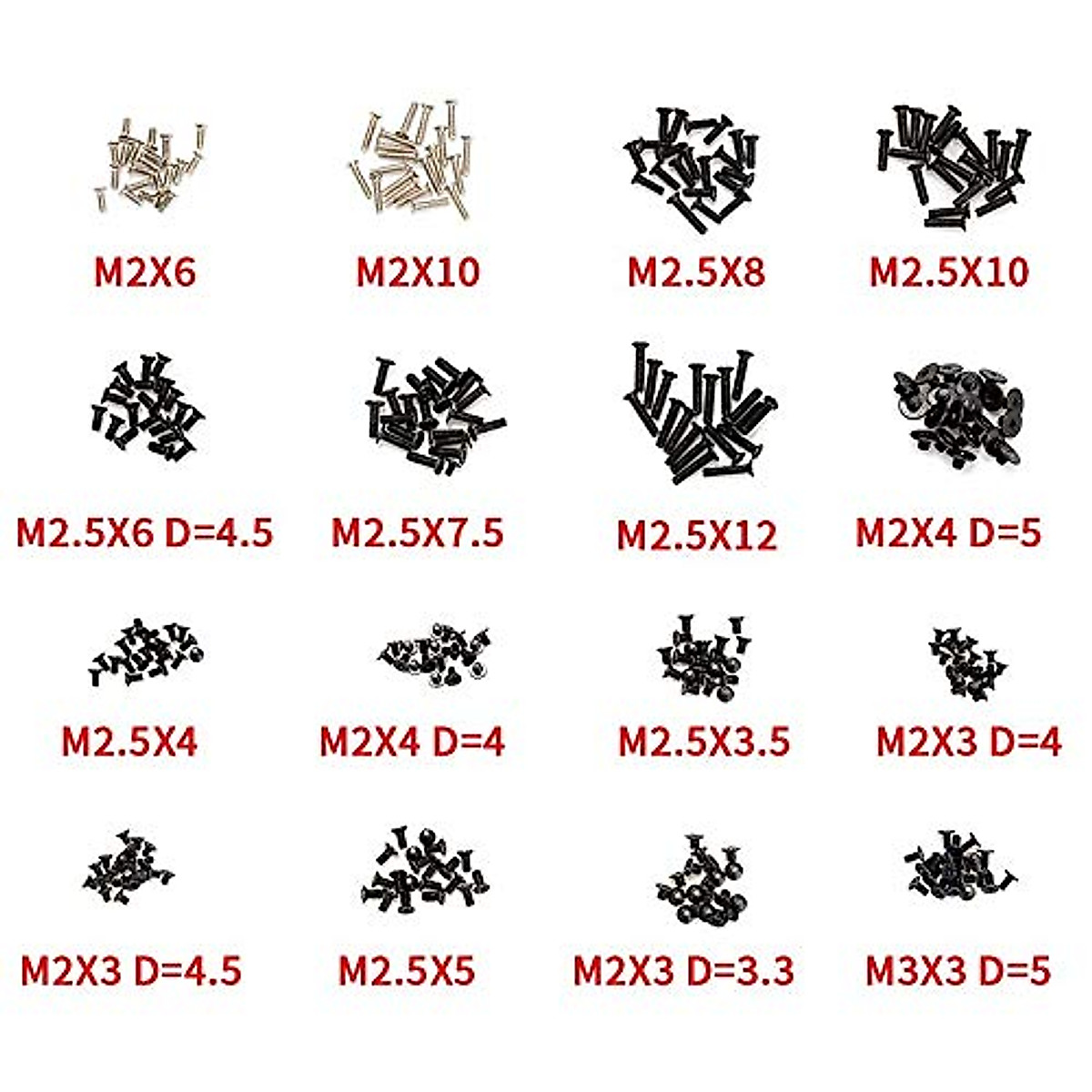320Pcs for Laptop for Computer Notebook Screws Kit Assemble Fastening Flat Head Black Repair Case for IBM for HP for Sony SCRW-060086