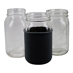 Quart 32oz Silicone Sleeves/Jackets for Protecting Ball, Kerr, Canning Jars by Mason Jar Lifestyle (Charcoal Gray, 2 Pack)