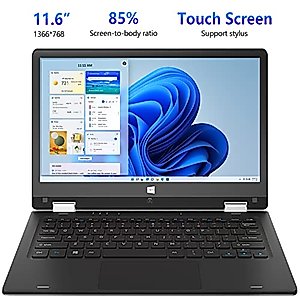 jumper 2 in 1 Laptop, Dual-Core Intel Celeron N4000 CPU, 4GB DDR4 128GB Storage, 11.6 Inch UHD Touchscreen Display(1366X768), Windows 11 Laptop Computer with 2.4G/5G WiFi, Bluetooth 4.2, HD Webcam.