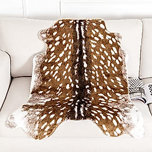 Faux Cowhide Rug Animal Print Area Rug Deer Hide Rug Sika Deer Carpet Cow Hides and Skins Rug for Home,Livingroom (3.6x3ft)