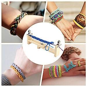 QWLWBU Adjustable Paracord Jig Bracelet Maker Wooden Jig Bracelet Maker,U Shape Wooden Frame Bracelet Jig Kit with 2 Clamp for DIY Craft Hand Knitting Bracelets Weaving(Size:8.66x1.77x3.35inch)