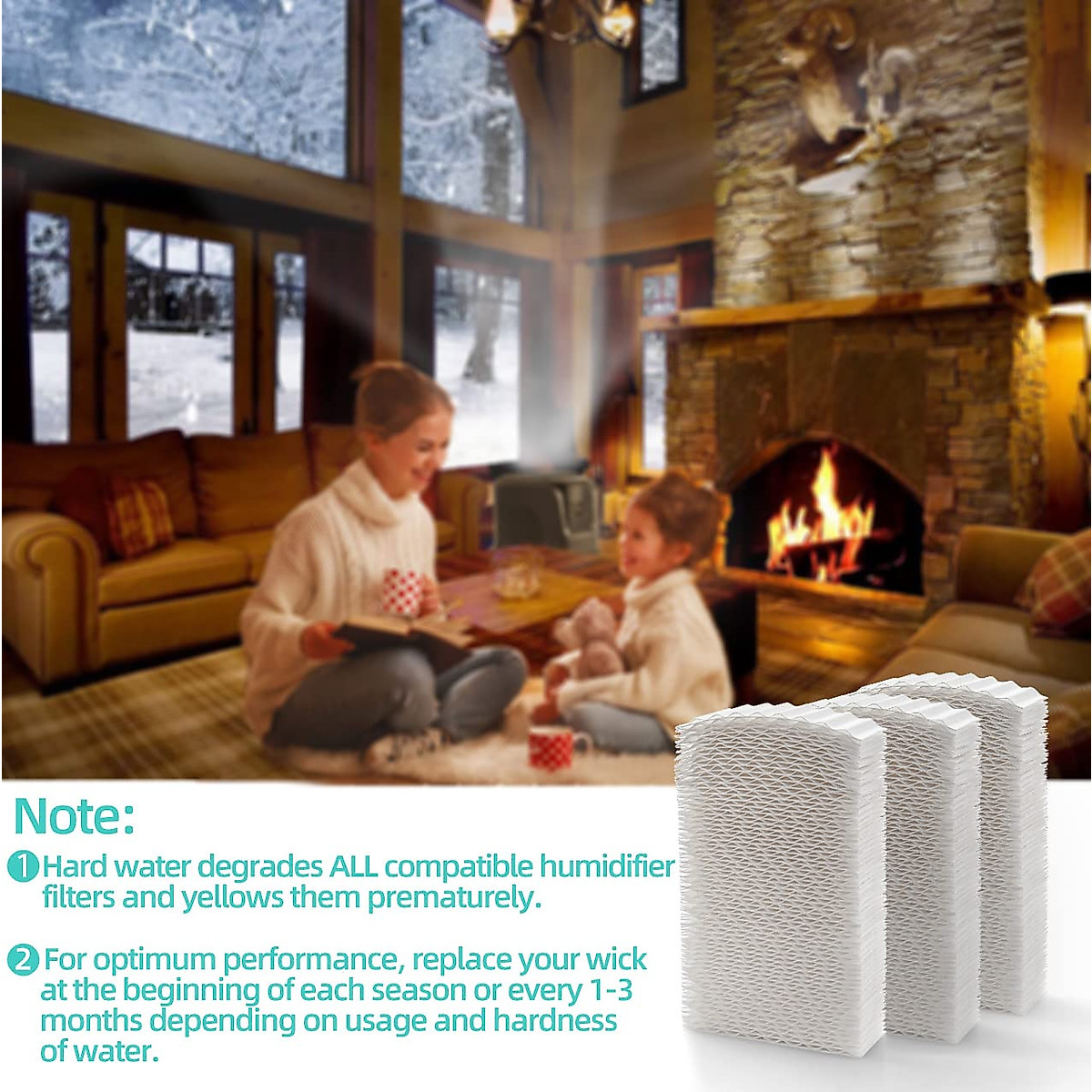 Alocs HDC311 Humidifier Super Filter Wick Replacement Compatible with AIR-Care Essick Air EA1201 & EA1208 Evaporative Humidifiers (3 Pack)