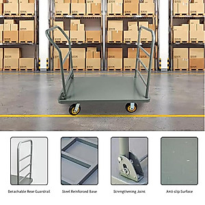 Reykilor 2IN1 Platform Truck Cart, Foldable Push Cart Dolly Large Flatbed Cart Heavy Duty Drywall Cart Lumber Cart, 2200lbs Push Cart Dolly w/Swivel Casters, 42“×25” Utility Cart for Groceries, Garage