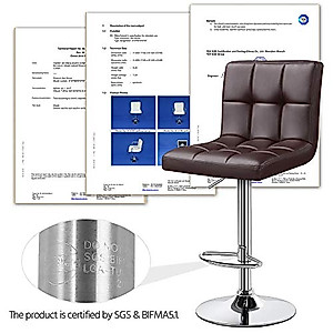 Yaheetech Modern Bar Stools Height Adjustable Kitchen Island Chairs Counter Height Barstools Swivel PU Leather Chair 30 inches,X-Large Base and Seat, 2pcs Brown