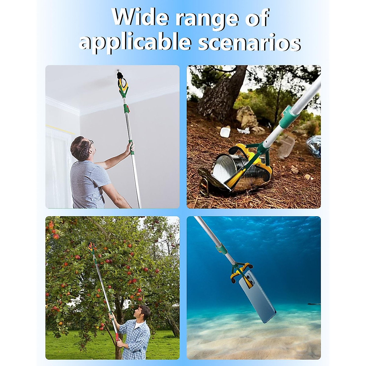 Light Bulb Changer for High Ceilings - High Reach Light Bulb Changer - High Ceiling Light Bulb Changer with Pole - with Anti-Slip Rubber Pads, 3 Claws for Light Bulb Pole Changer for High Ceilings