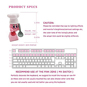 POPKEEY K1RBY Keycaps Japanese Anime Pink Key Caps，Compatible with Cherry MX Switches Custom Gaming Mechanical Keyboard (Chef)