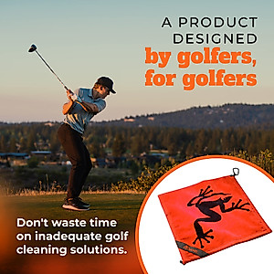 Frogger Amphibian Golf Towel with Dry and Wet Technology, Red - Golf Bag Accessory for Men and Women with Carabiner Clip