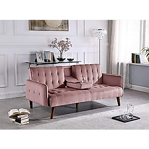 US Pride Furniture Charming Convertible Sofa Sofabed, Rose
