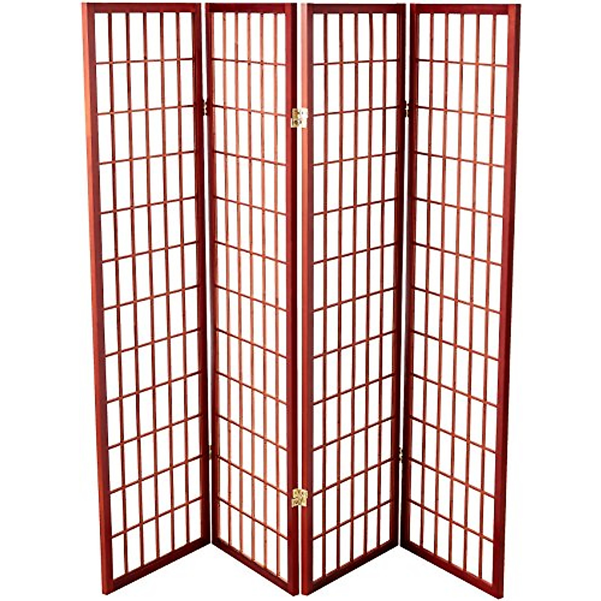 Oriental Furniture 5 ft. Tall Window Pane Shoji Screen - Rosewood - 4 Panels