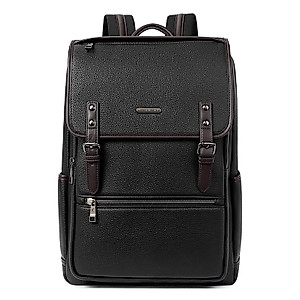 CLUCI Men Genuine Leather Backpack 15.6 Inch Laptop Backpack Business Travel Large Vintage Office Bag Flap Shoulder Bags Black