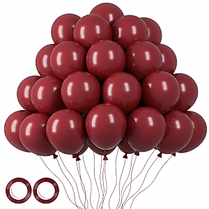 Voircoloria 105pcs Burgundy Balloons 12inch Maroon Party Latex Balloons for Birthday, Graduation, Baby Shower,Wedding, Anniversary Valentines Party Decorations