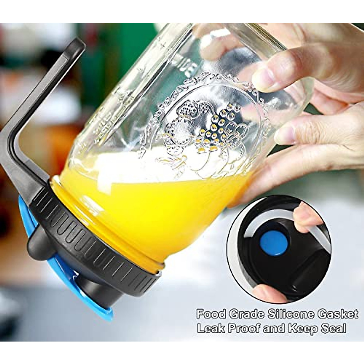 32 OZ Mason Jar Pitcher Wide Mouth 32 oz Mason Jar Pitcher with Airtight Lid - 1 Quart Pitcher for Iced Tea, Sun Tea, Juice, Coffee, Set of 2