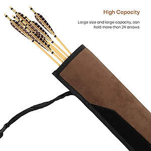 Konelia Archery Back Leather Arrow Quiver Arrow Holder Shoulder Hanged Target Shooting Quiver for Arrows with Front Pockets