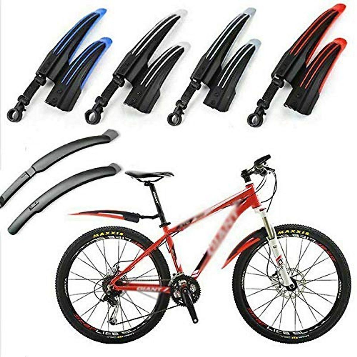 MACHSWON Bicycle Bike Cycling Bicycle Mudguard MTB Mountain Front/Rear Mud Guards Mudguard Fenders Set (Blue)