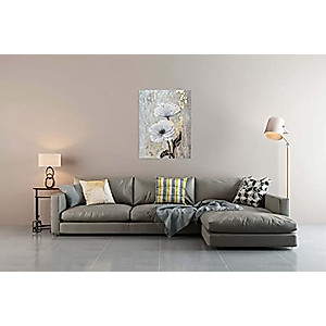 MYBEAUTYWALLA Vertical Flower Oil Painting - Hand Painted Abstract Floral Artwork with Gold Foil - Modern Still Life Pictures for Living Room Hallway Farmhouse Decor