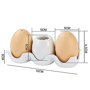 Egg-Shaped Ceramic Spice Shaker Seasoning Dispenser Flavor Ware Toothpick Jar Bottle With Holes, Porcelain Cruets Salt and Pepper Powder Tank with Tray for Barbecue Restaurant Kitchen Household Gift