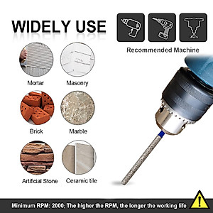 SHDIATOOL Diamond Drill Bits Tile, Porcelain Core Hole Saws for Ceramic Marble and Mortar Raking Bit 7.2MMx 74MM Mortar Router