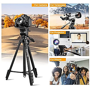 Camera Tripod,Video Tripod with Fluid Head, Arsoer 60" Vlog Tripod with Wireless Remote/Carry Bag/Rotatable Phone Holder, Compatible with iPhone/Canon/Nikon/Sony/Telescope, for Vlogging/Shooting